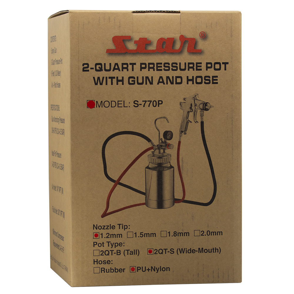 PRESSURE FED GUN W/ 2QT POT AND HOSE 1.2 – GNG Sales